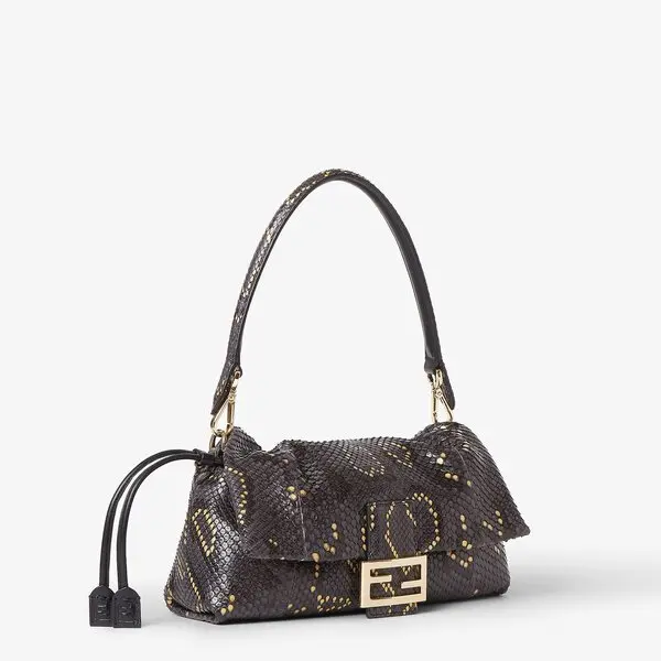 Fendi Baguette® Soft Medium Hand-painted Black Python Bag